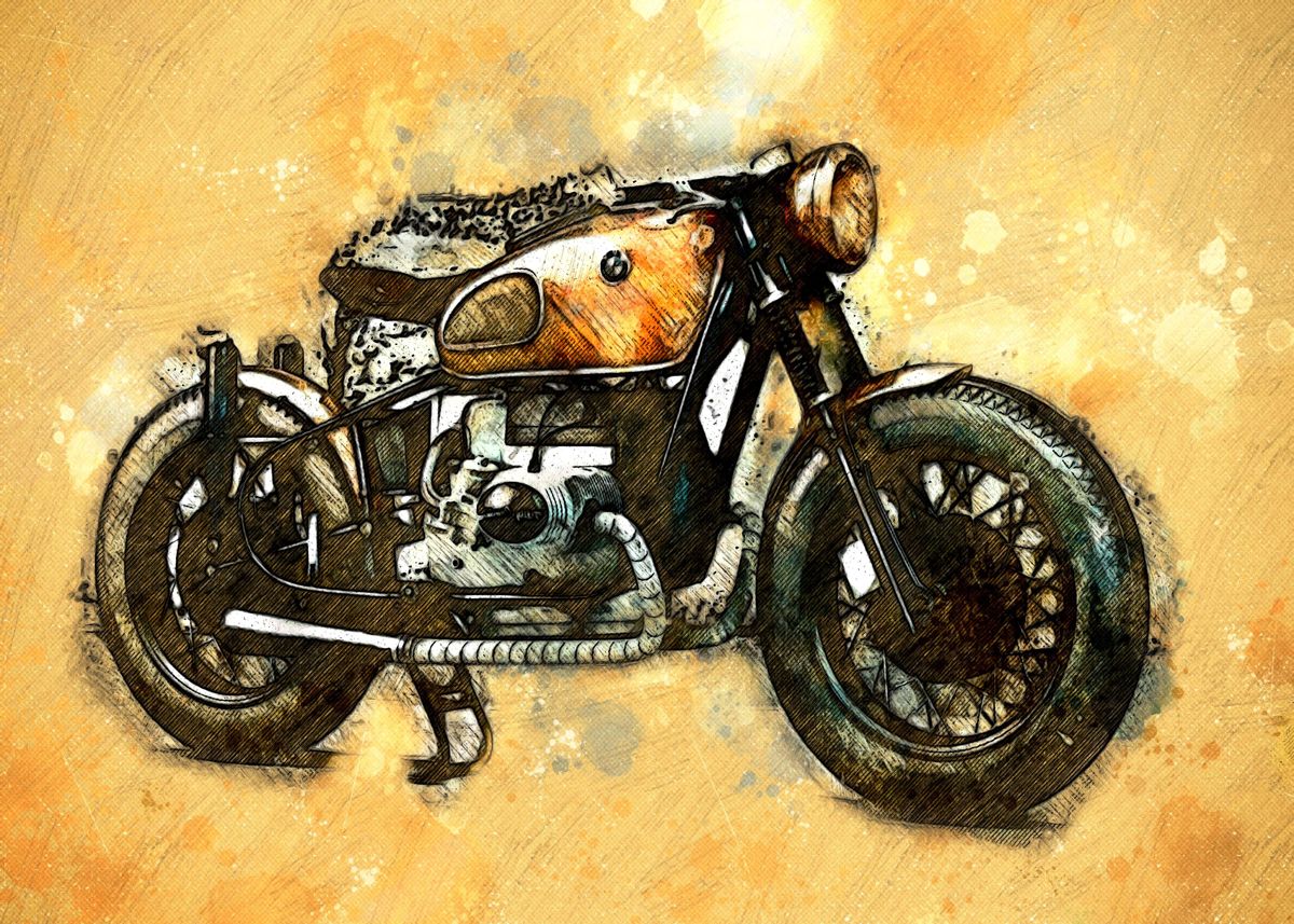 'Classic Motorcycle 07' Poster, picture, metal print, paint by ...