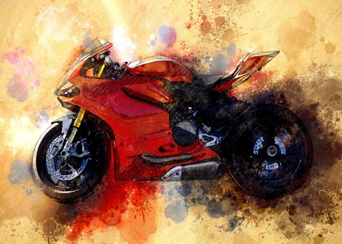 'Classic Motorcycle 02' Poster, picture, metal print, paint by ...