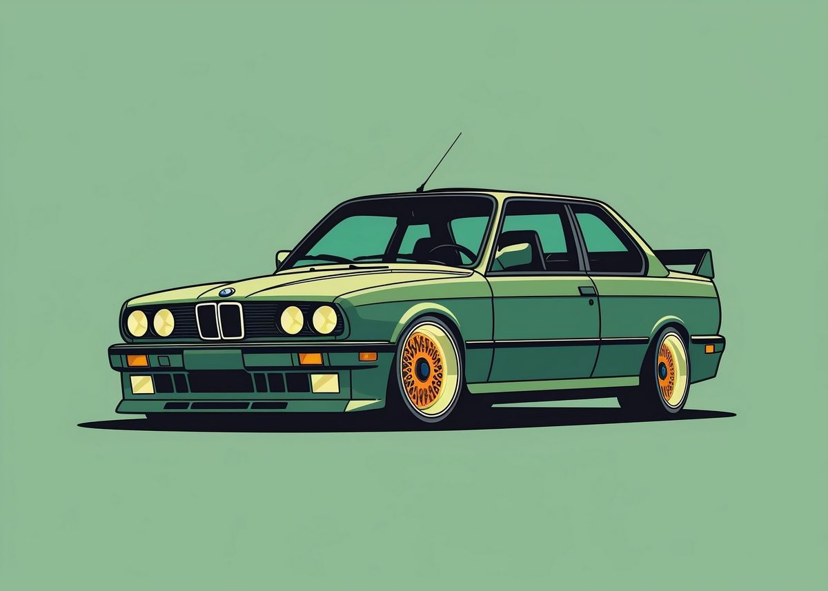 'Green BMW E30' Poster, picture, metal print, paint by GabrangerLT ...