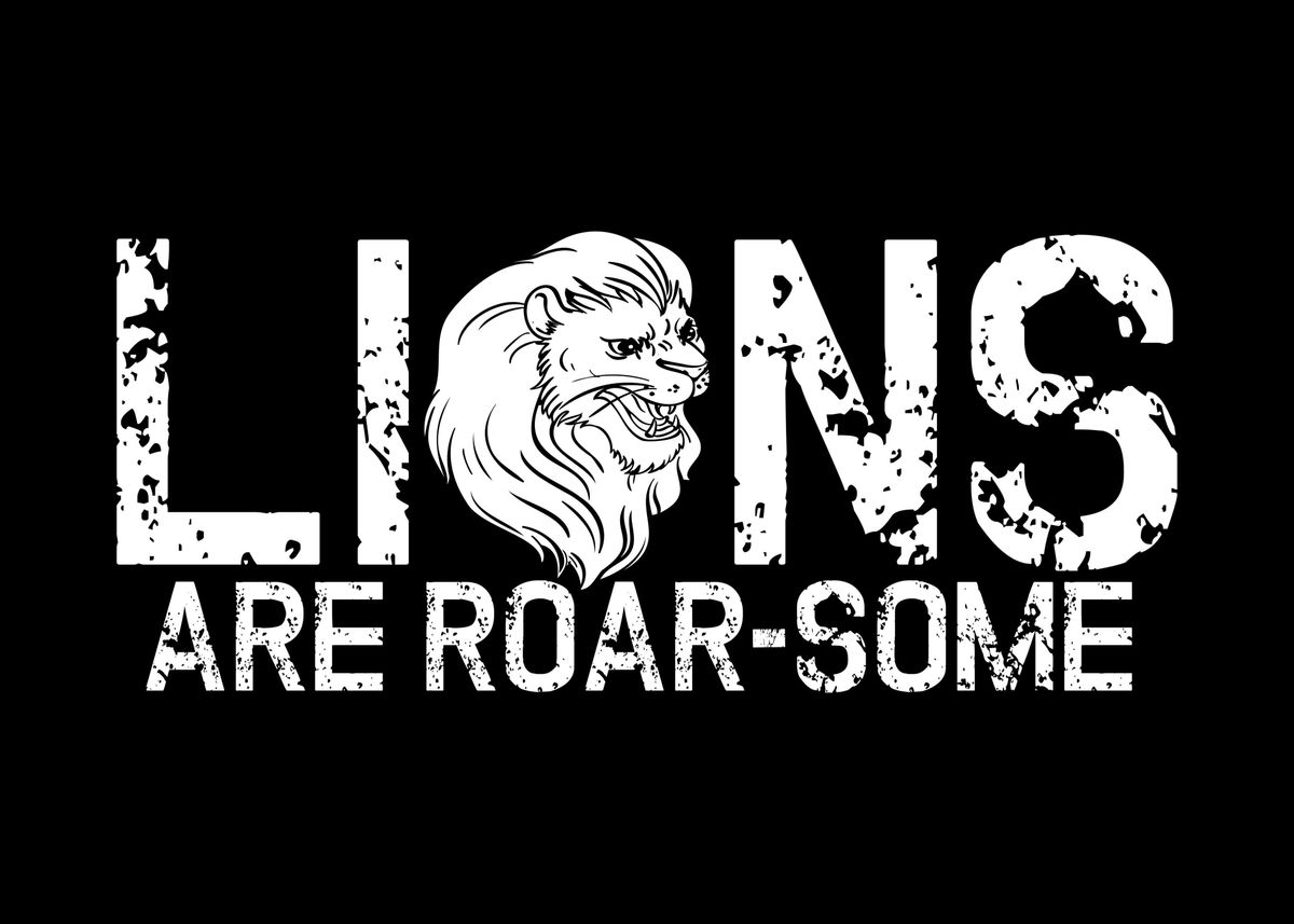 'Lion Roar Pun Lioness Mane' Poster, picture, metal print, paint by ...