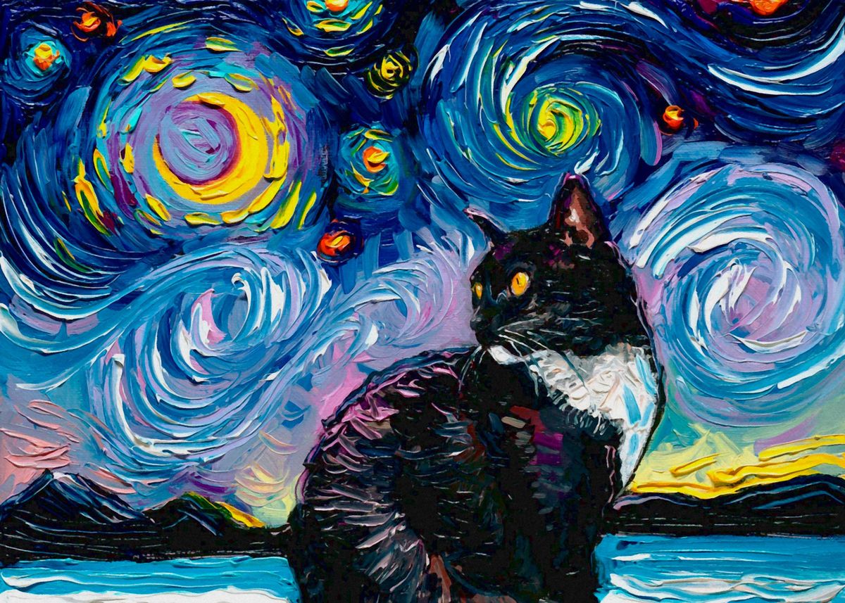 'Starry Night Cat ' Poster by Space Nature | Displate