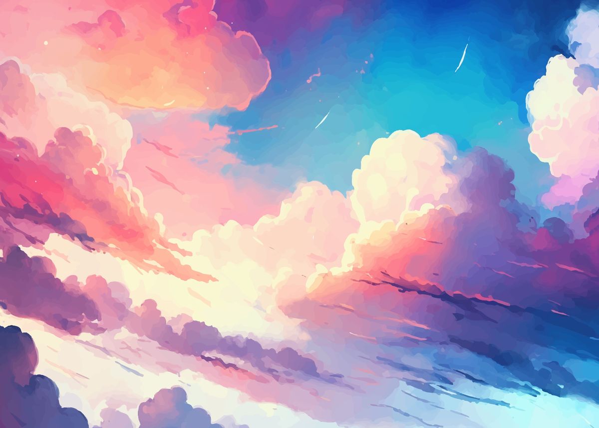 'Cloudy Sky Art' Poster, picture, metal print, paint by Jihana Mariam ...