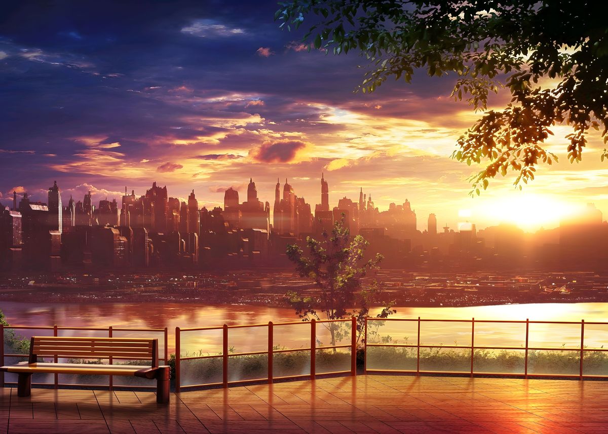 'anime landscape' Poster by mony monyy | Displate