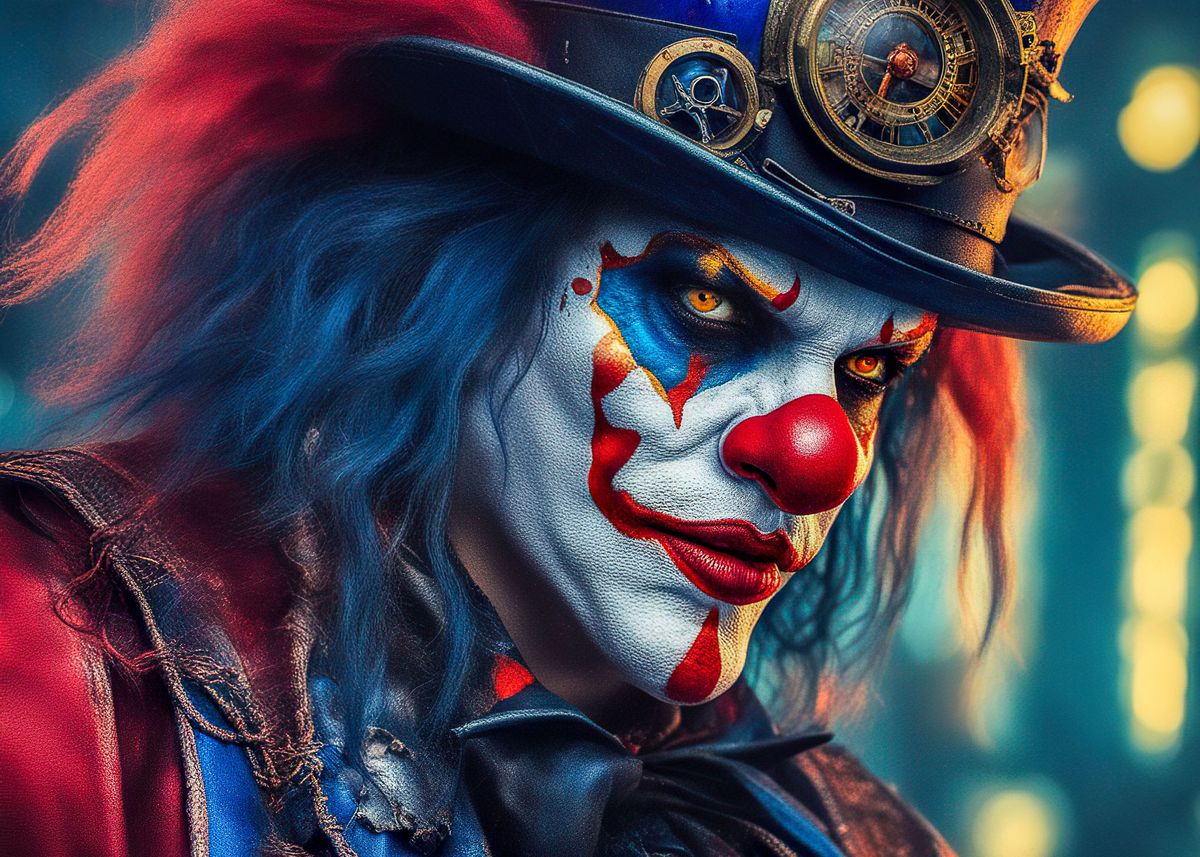 'Pensive clown' Poster, picture, metal print, paint by Malecky | Displate