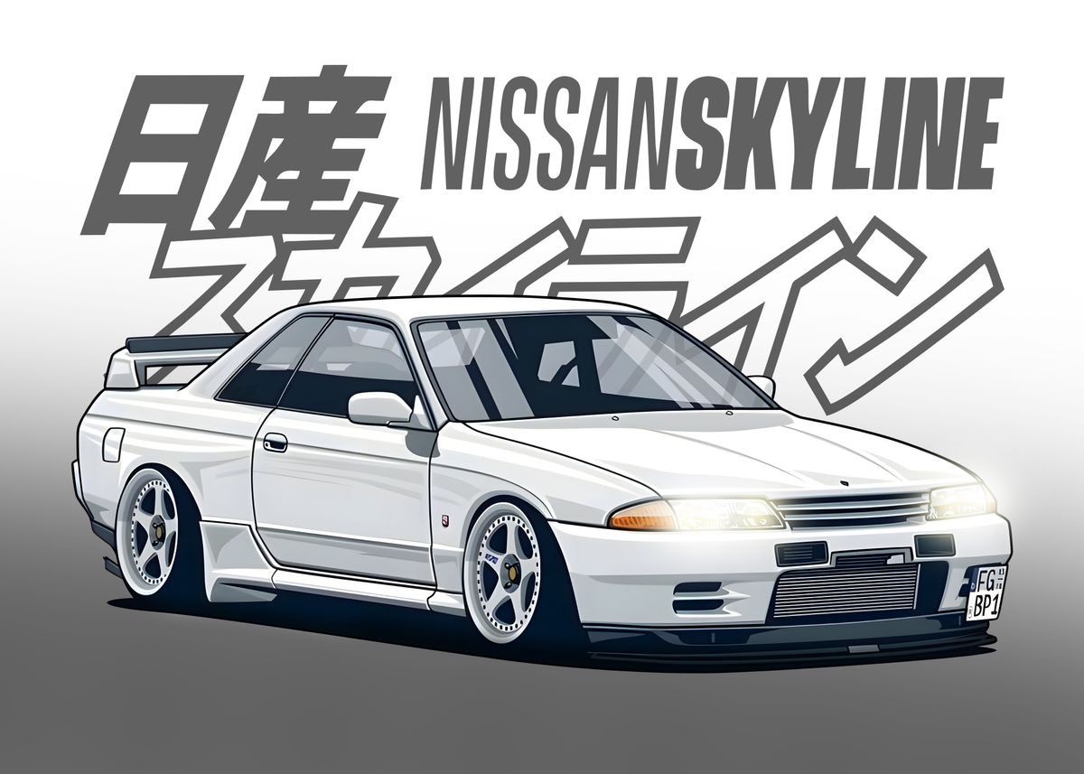 'NISSAN SKYLINE GTR R32' Poster, picture, metal print, paint by Flux ...
