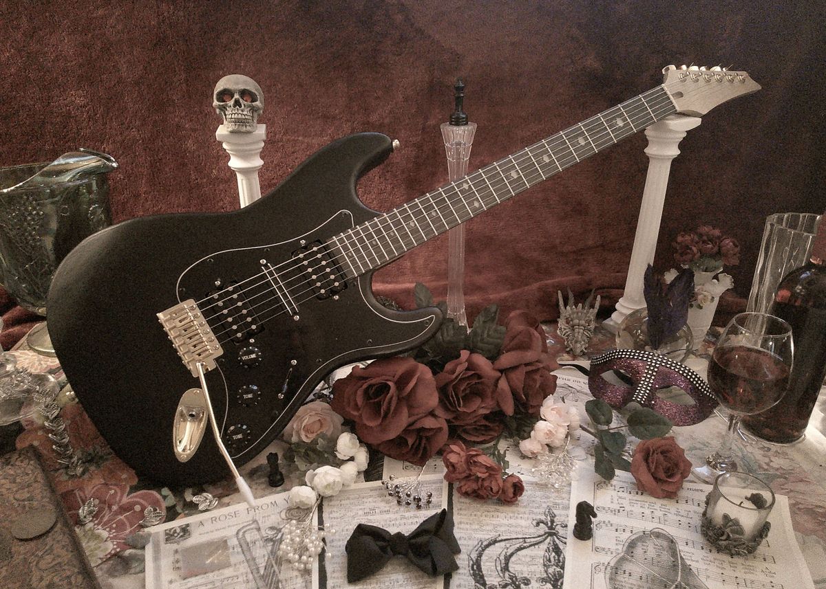 'Rising Skull Guitar' Poster, picture, metal print, paint by Burl ...