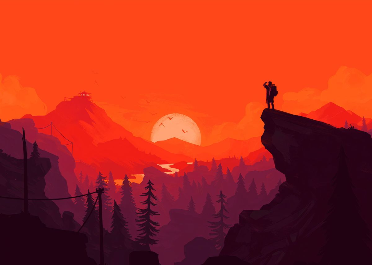 'Firewatch' Poster, picture, metal print, paint by Miss Diana | Displate