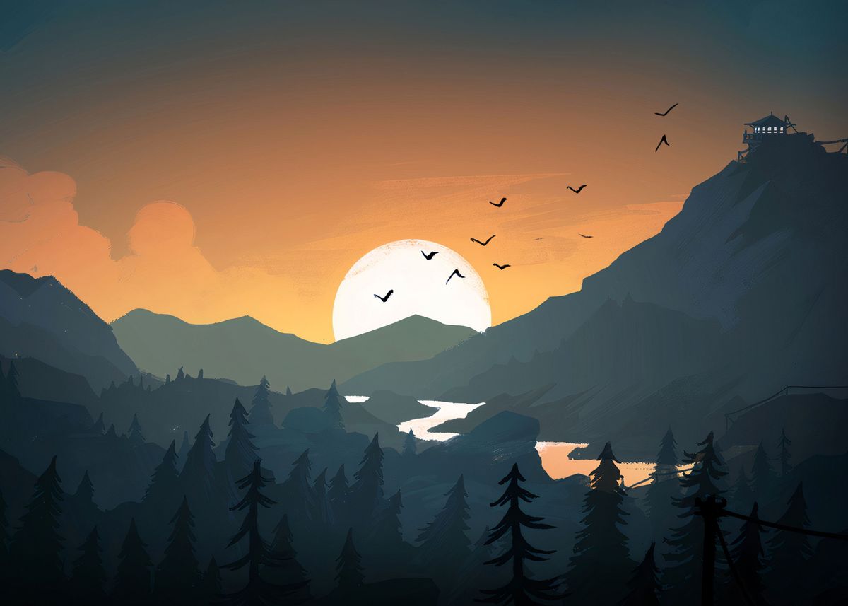 'Firewatch' Poster, picture, metal print, paint by Miss Diana | Displate