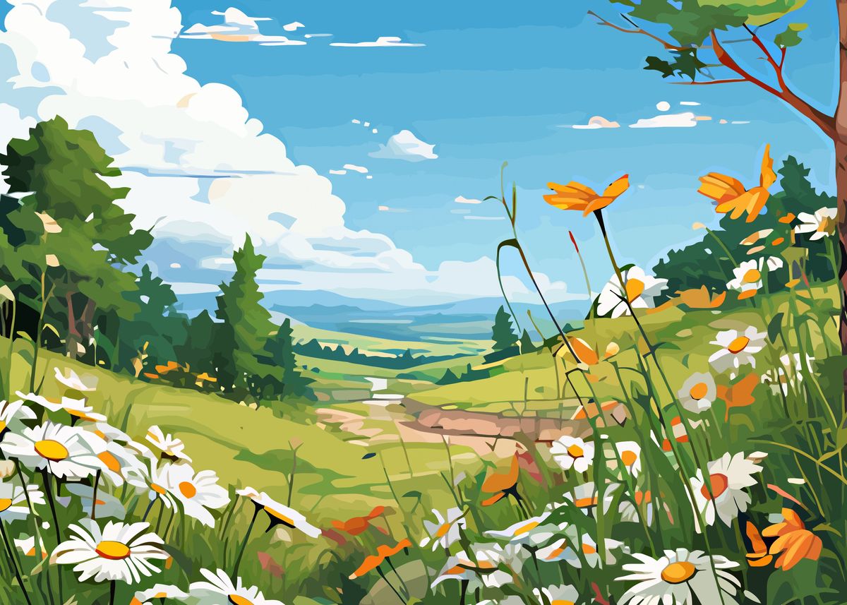 'Aesthetic Meadow' Poster, picture, metal print, paint by Jihana Mariam ...