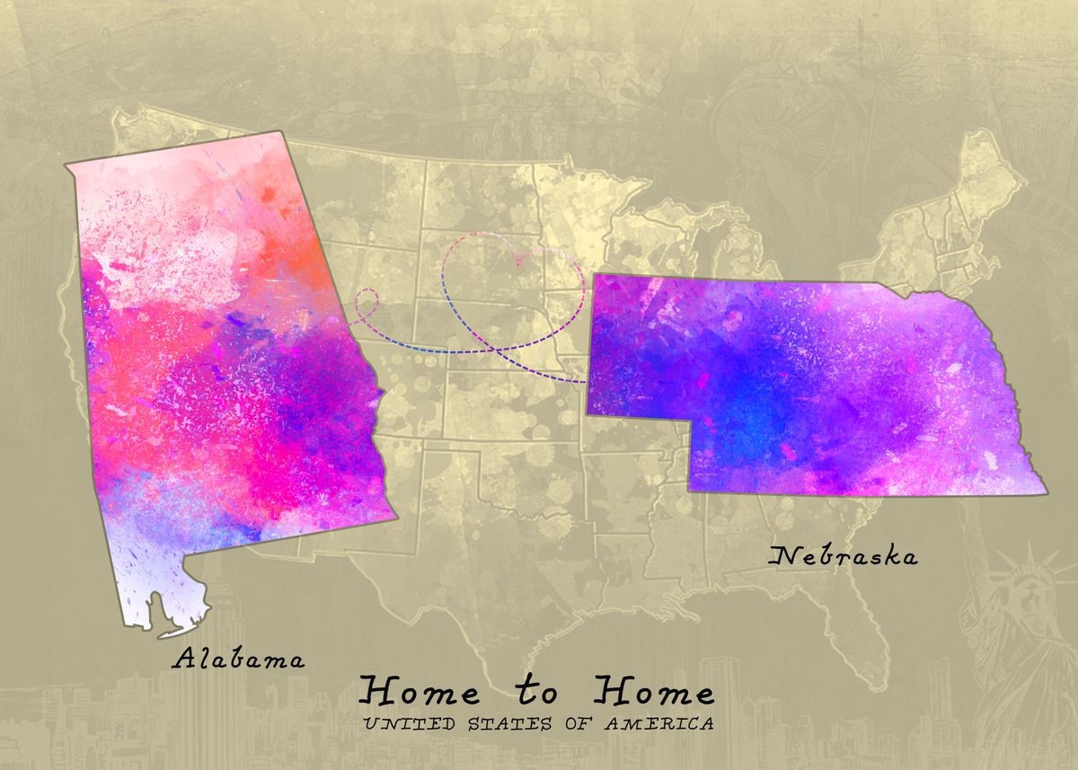 'Alabama to Nebraska' Poster, picture, metal print, paint by Pierre ...