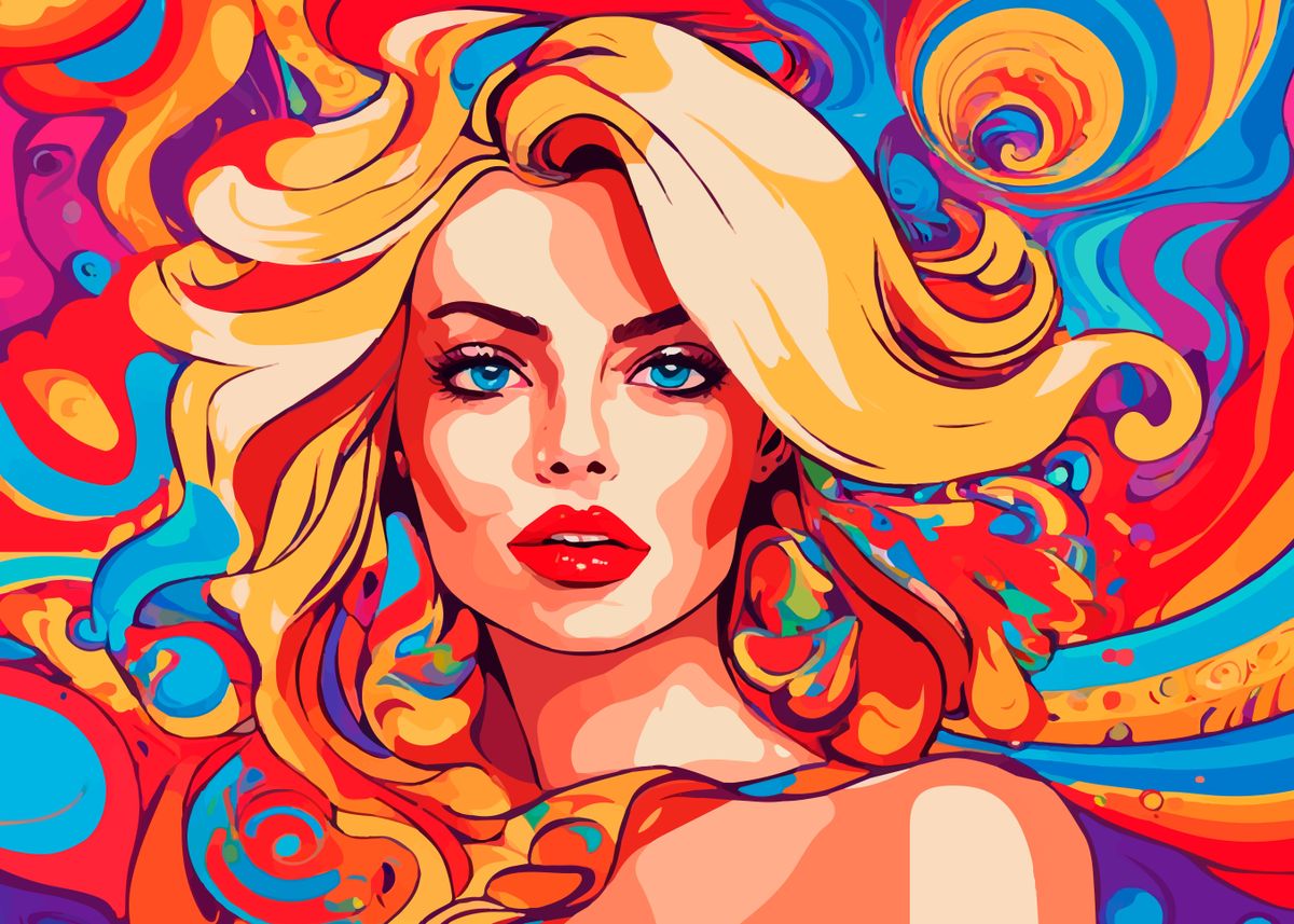 'PSYCHEDELIC BLONDE PAINT' Poster, picture, metal print, paint by ...