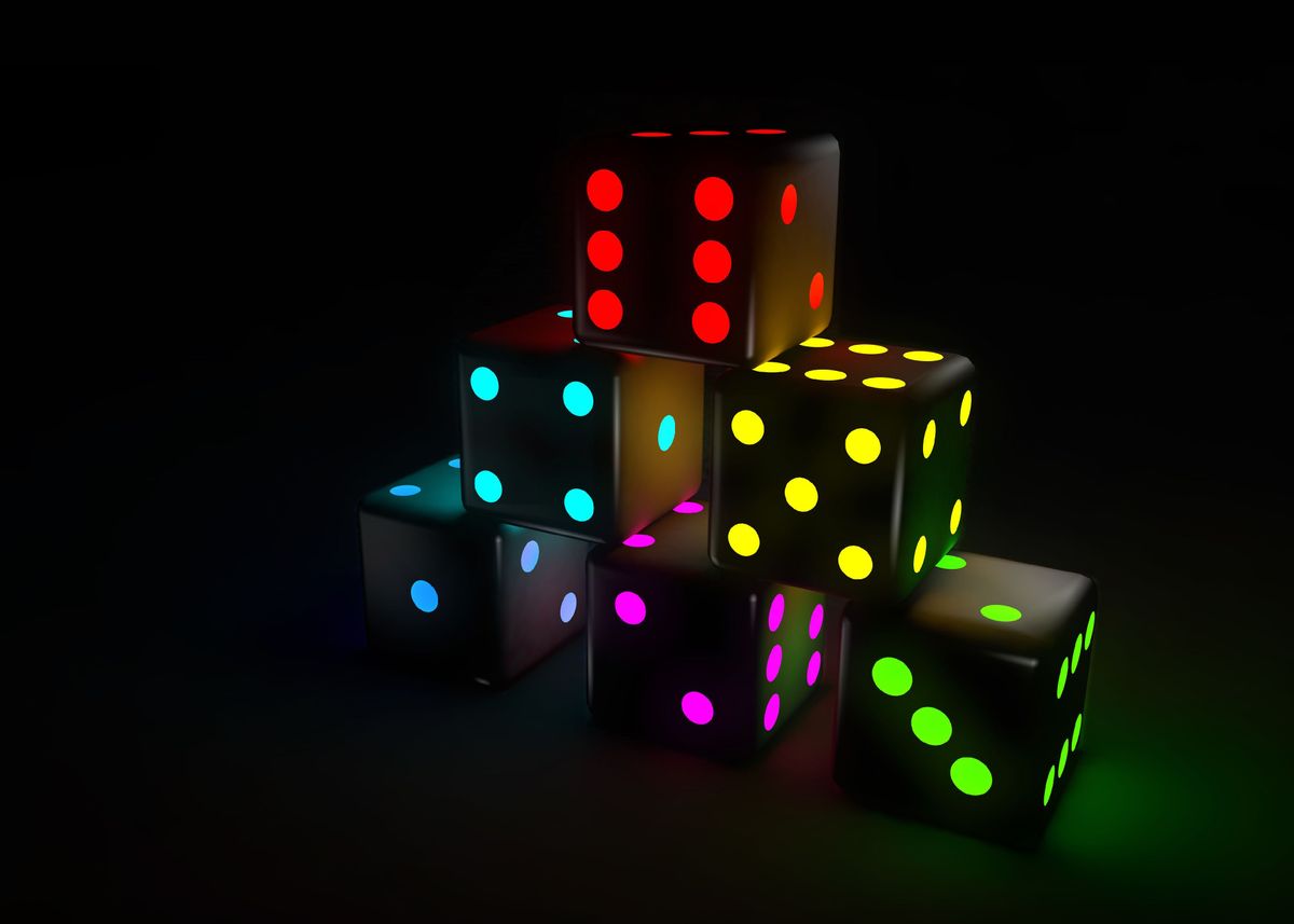 'Dices With Futuristic Neon' Poster by Bramcrye | Displate