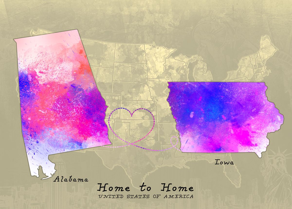 'Alabama to Iowa' Poster, picture, metal print, paint by Pierre Yeldell ...