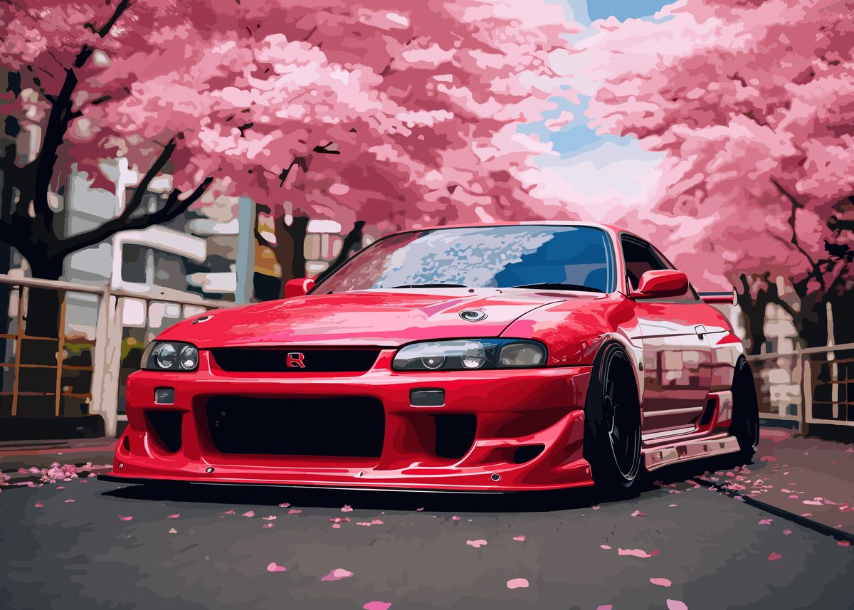 'Nissan GTR Sakura' Poster, picture, metal print, paint by Peter Parker ...