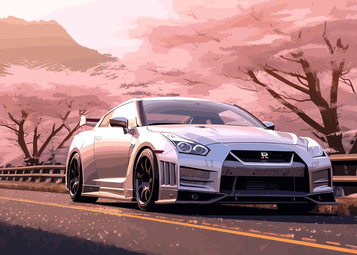 'Nissan GTR Sakura' Poster, picture, metal print, paint by Peter Parker ...