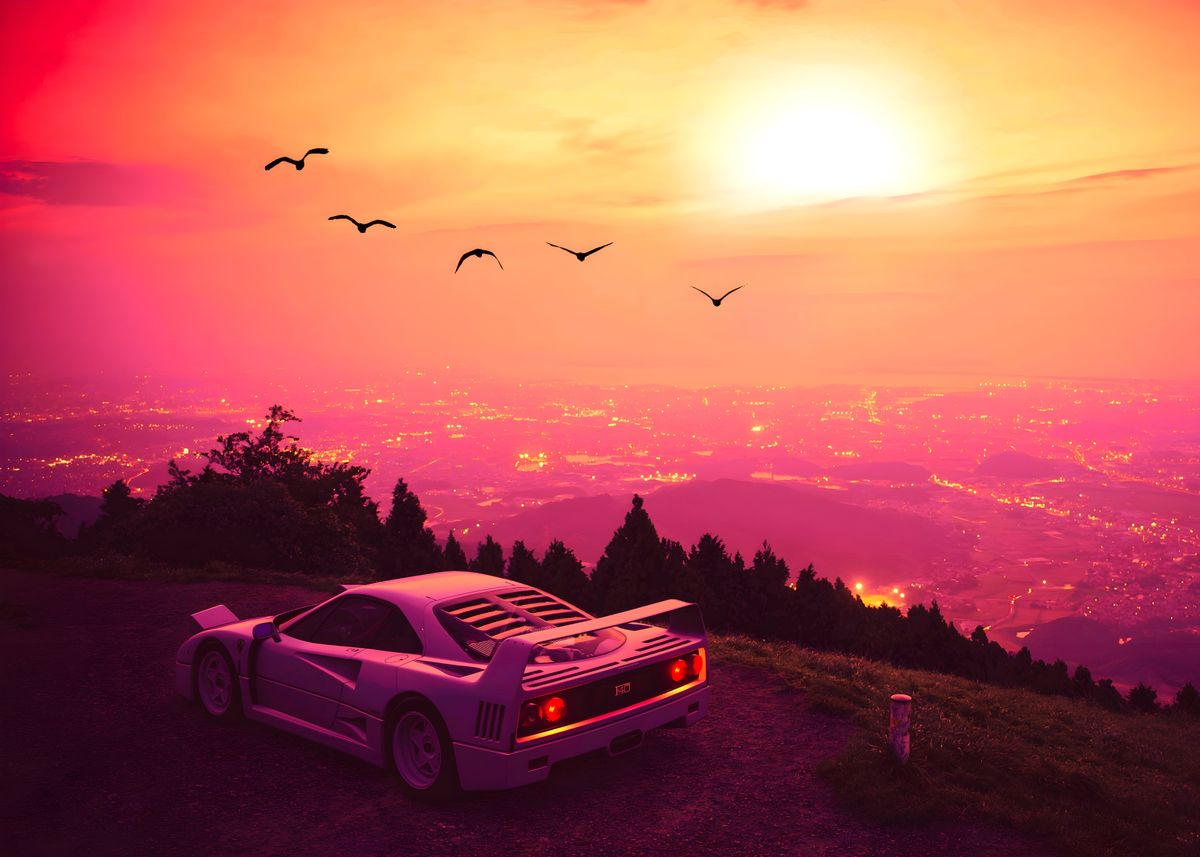'Ferrari F40' Poster, picture, metal print, paint by Law Yen | Displate