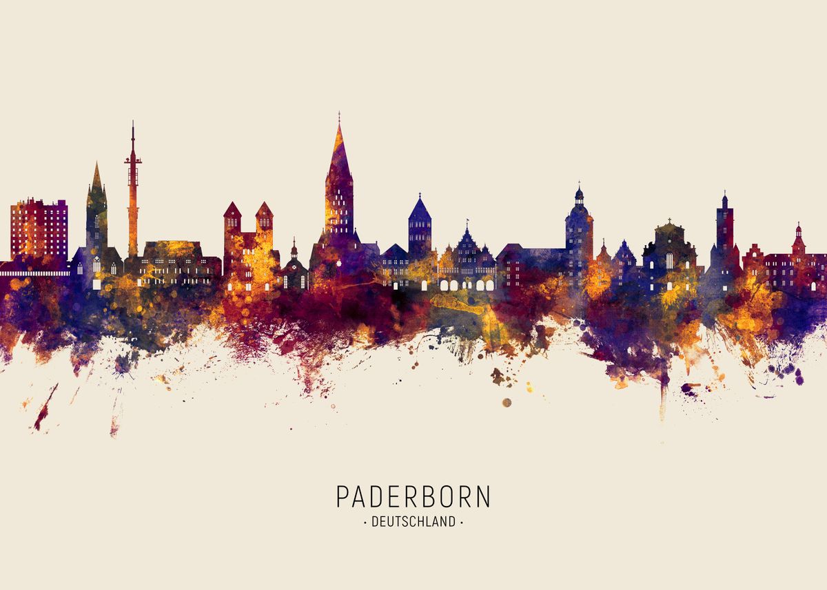 'Paderborn Skyline' Poster, picture, metal print, paint by Michael ...
