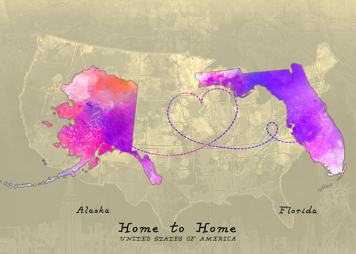 'Alaska to Florida' Poster, picture, metal print, paint by Pierre ...
