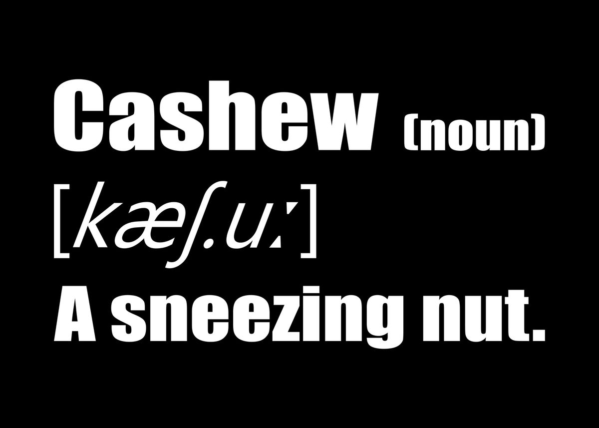 'Cashew Dictionary Joke' Poster by DesignatedDesigner | Displate