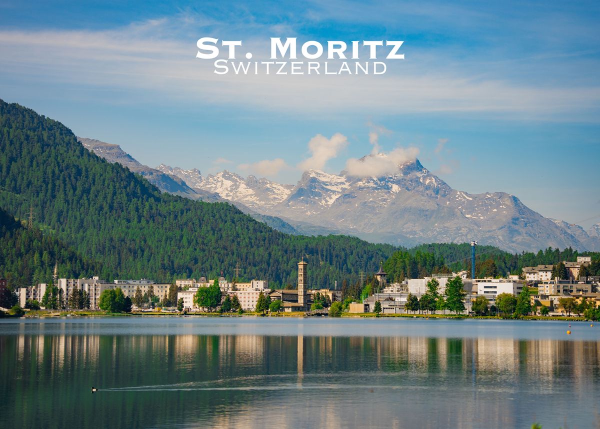 'Lake St Moritz with alps' Poster, picture, metal print, paint by Eric ...