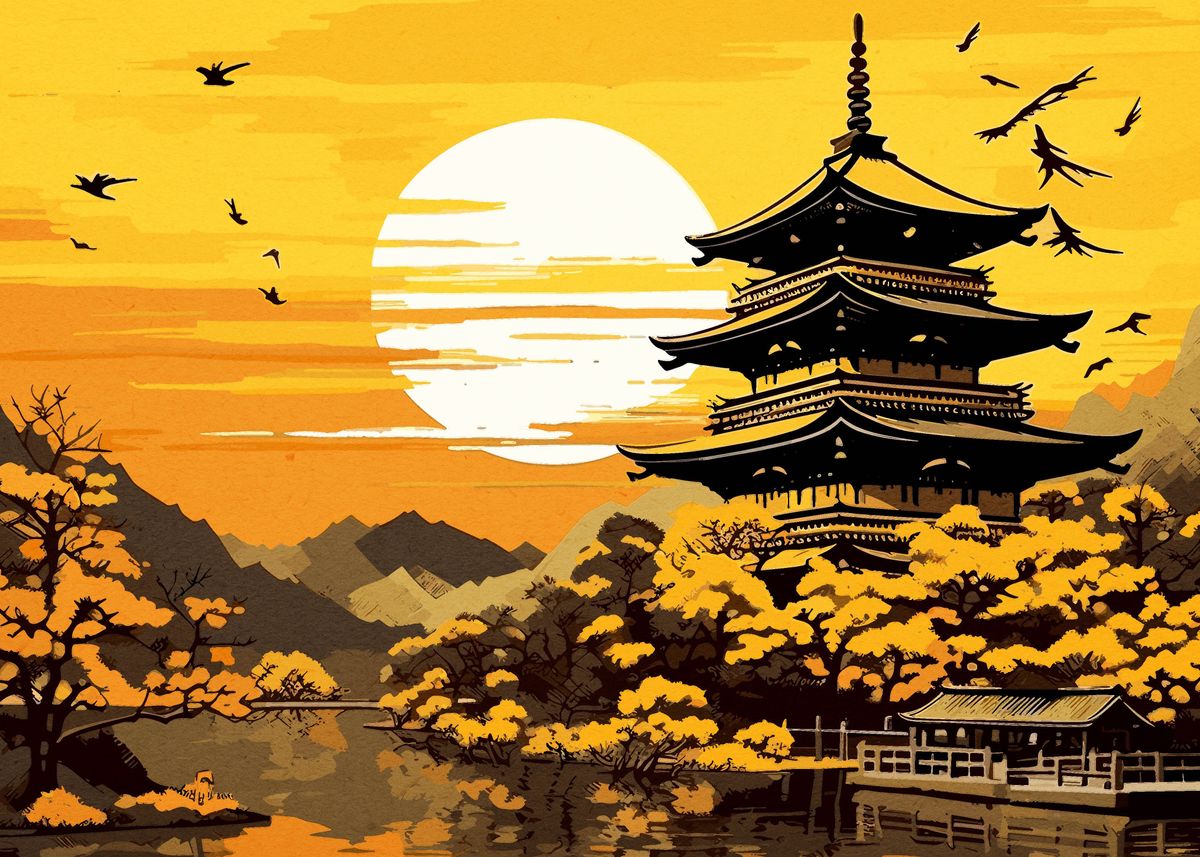 'japanese landscape' Poster by ZDai | Displate