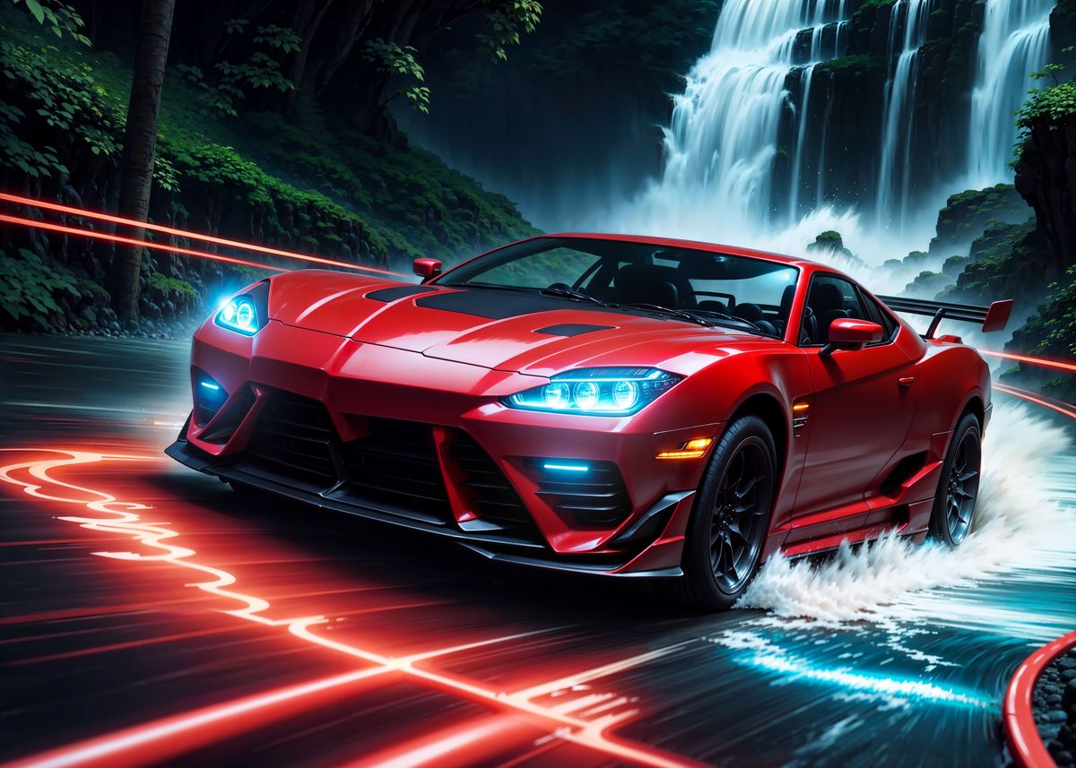 'Red Tuning Car' Poster, picture, metal print, paint by DervlexArt ...