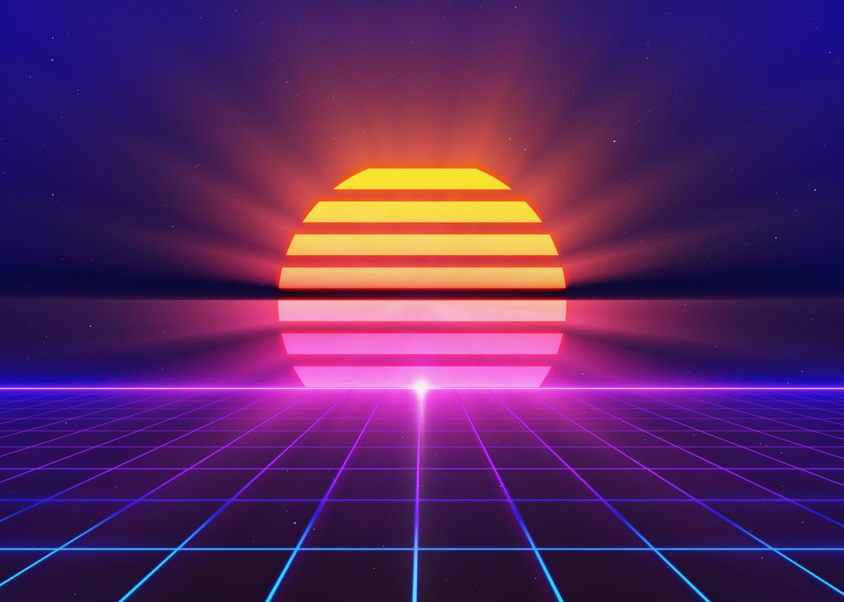 'Retro Sun 1980s style' Poster, picture, metal print, paint by ...