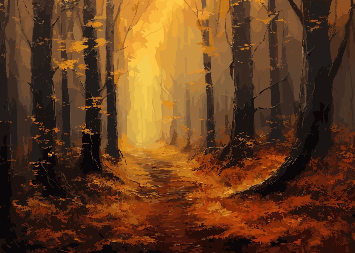 'Beautiful Autumn Forest' Poster, picture, metal print, paint by Violet ...