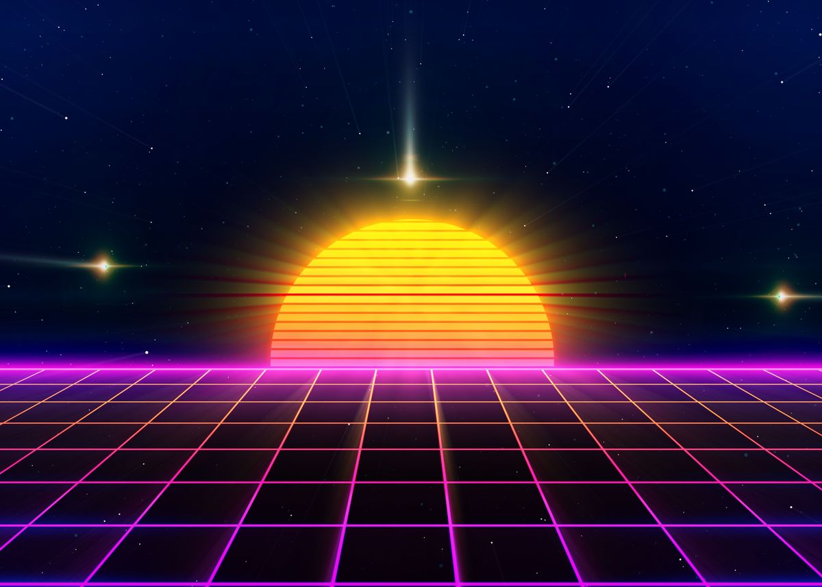 'Retro Sun 1980s style' Poster, picture, metal print, paint by ...