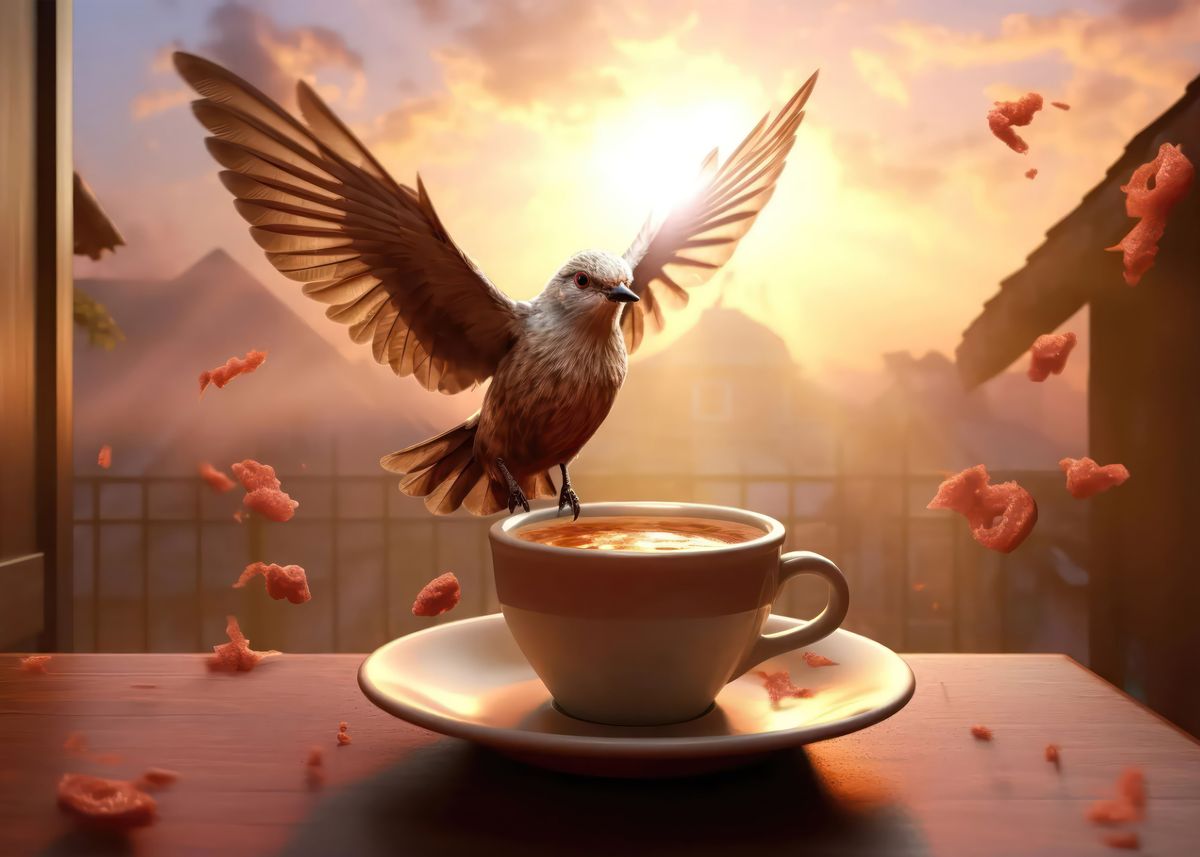 'Morning Coffee Bird' Poster by gani ismail | Displate
