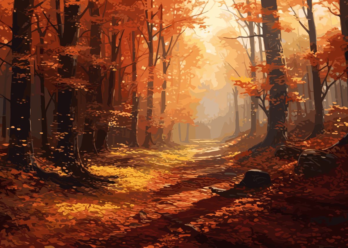 'Beautiful Autumn Forest' Poster by Violet Gardner | Displate