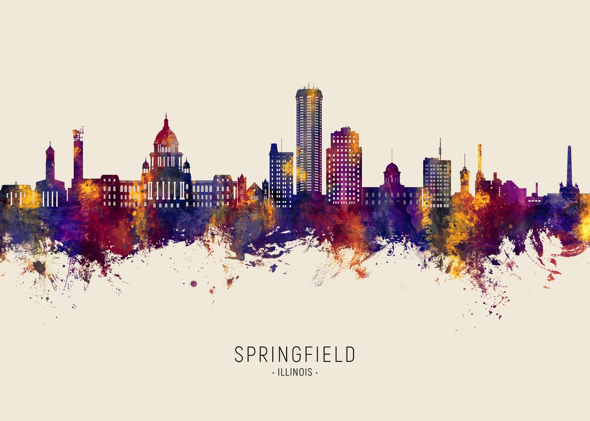 'Springfield IL Skyline' Poster, picture, metal print, paint by Michael ...