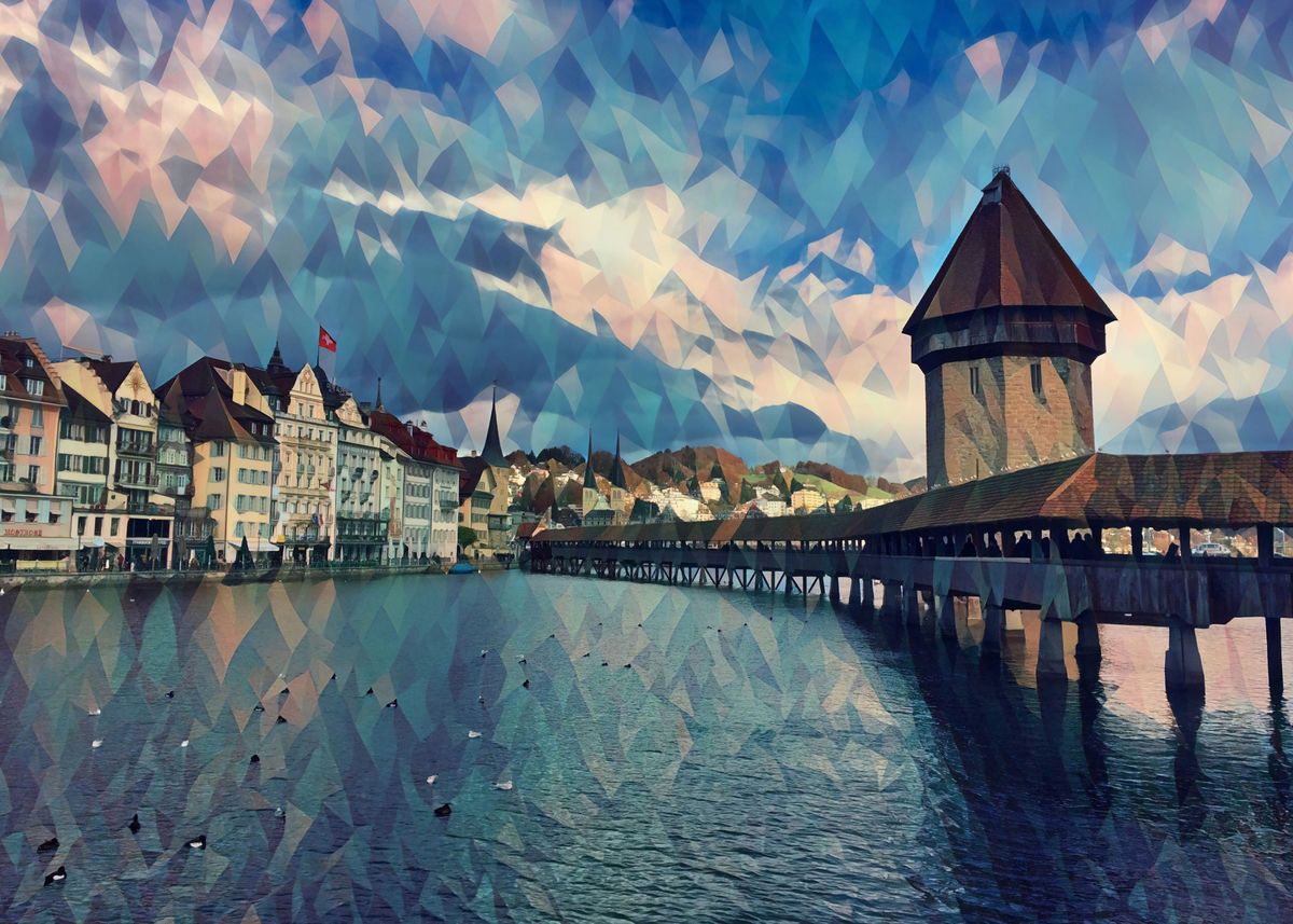 'Sunset in Lucerne' Poster, picture, metal print, paint by Sergio ...