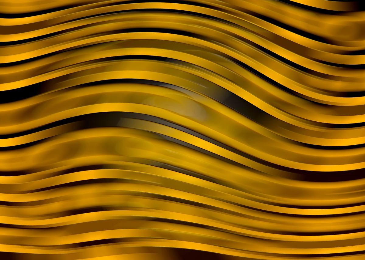 'Gold metallic wave' Poster, picture, metal print, paint by Dennis ...