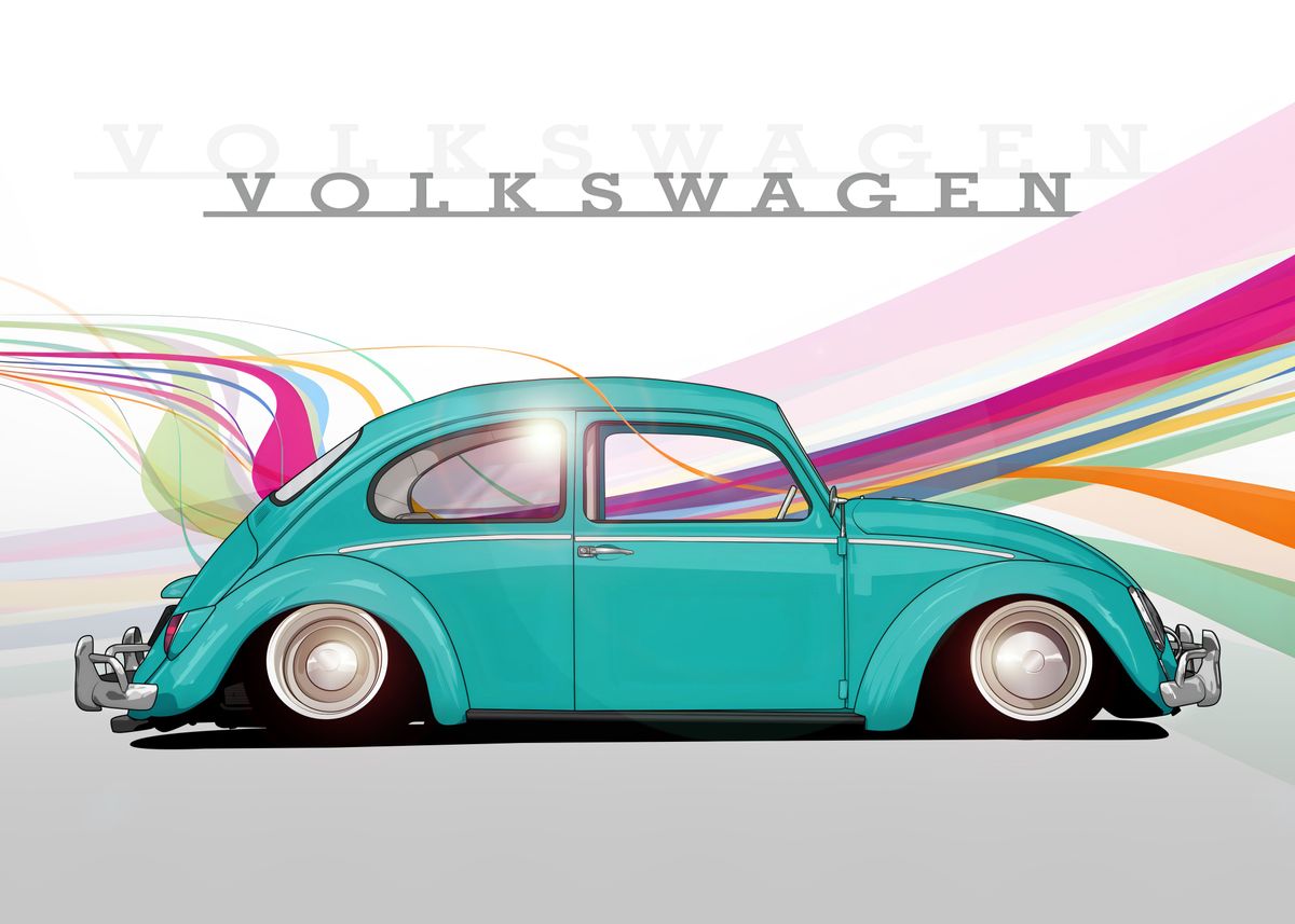 'LOW STANCE VW BEETLE' Poster, picture, metal print, paint by Flux Lab ...