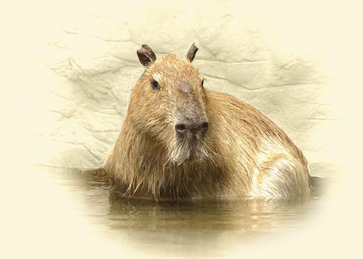'Capybara' Poster, picture, metal print, paint by Gyula Gvardián | Displate