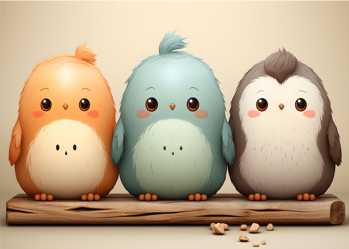 'three baby birds' Poster, picture, metal print, paint by hero Tuan ...