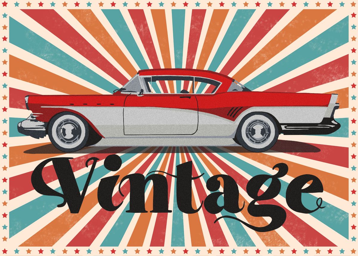 'Vintage Classic car' Poster, picture, metal print, paint by ...