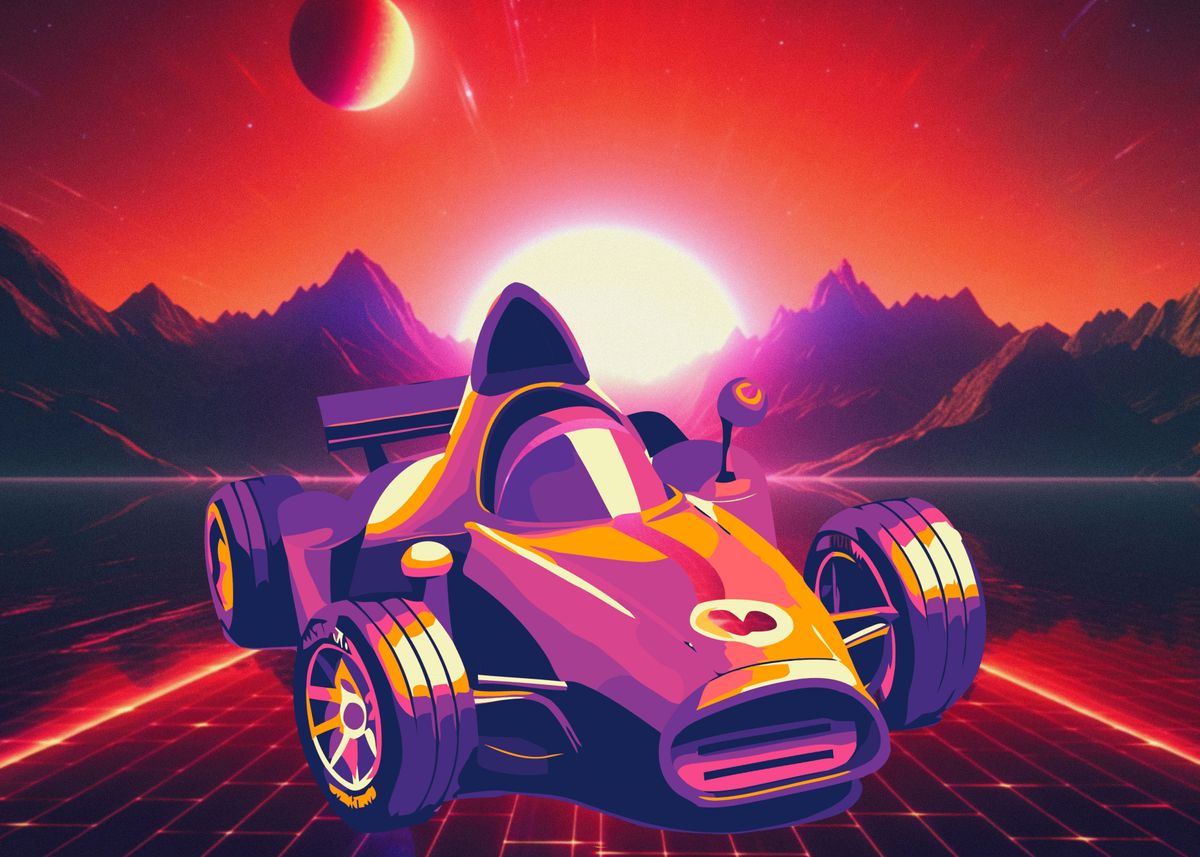 'Retro Race Car' Poster, picture, metal print, paint by Tovu Yovi ...