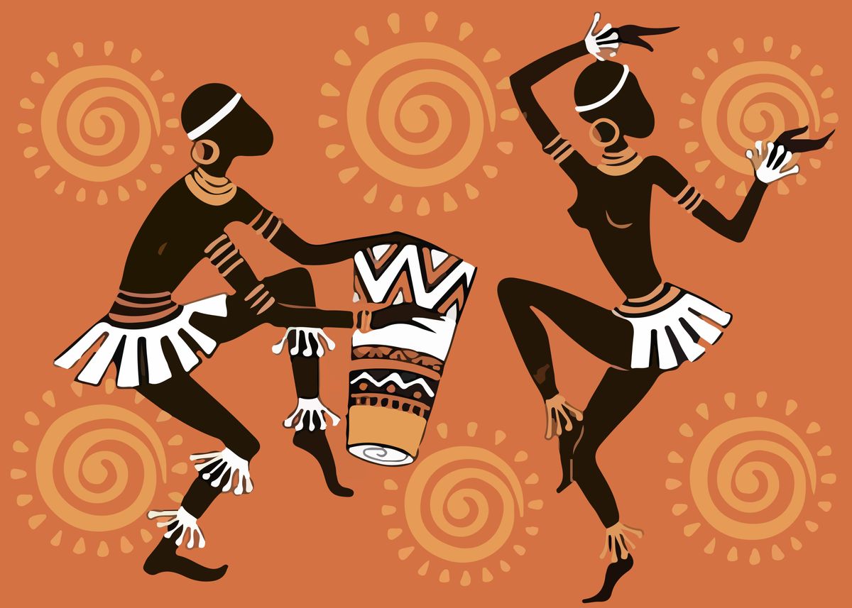 'African dance' Poster, picture, metal print, paint by Jan flok Ethess | Displate