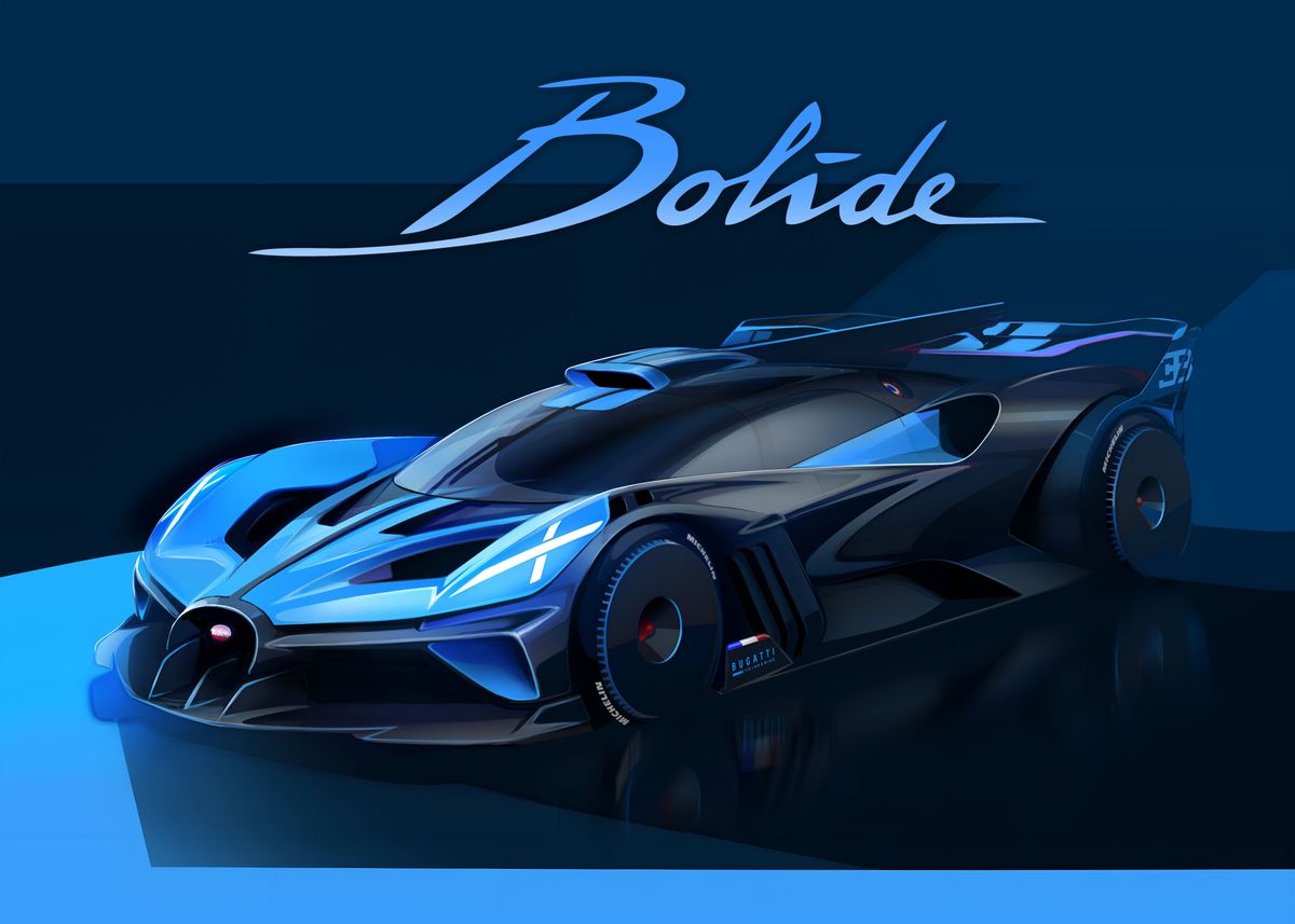 'BUGATTI BOLIDE SKETCH' Poster, picture, metal print, paint by Nex ...