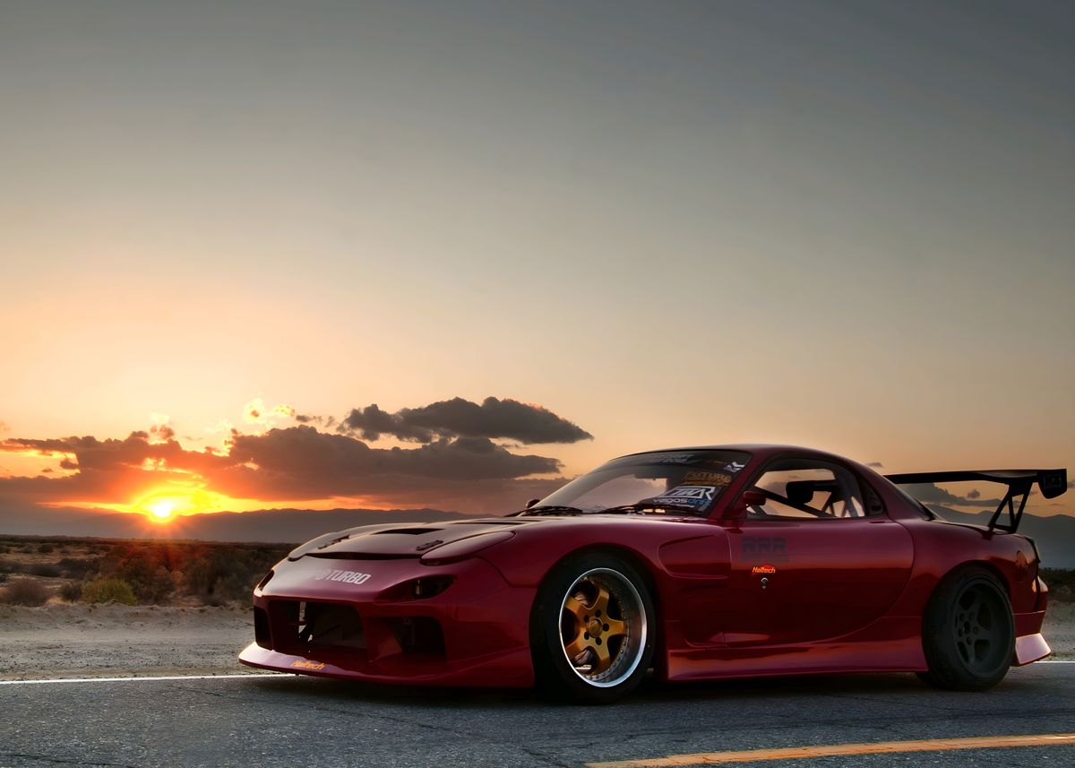 'Mazda RX7' Poster, picture, metal print, paint by Red Star | Displate