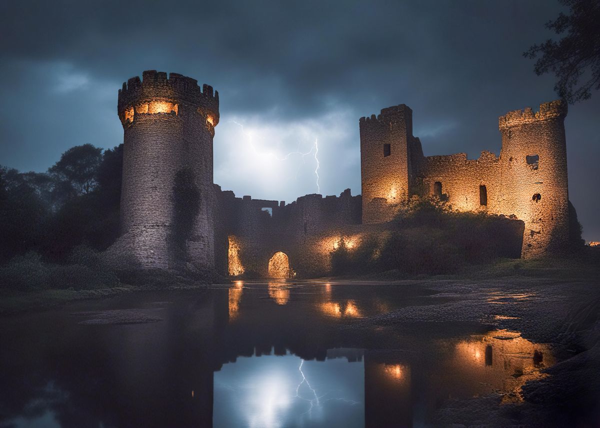 'Romantic Castle Ruins' Poster, picture, metal print, paint by Malecky ...