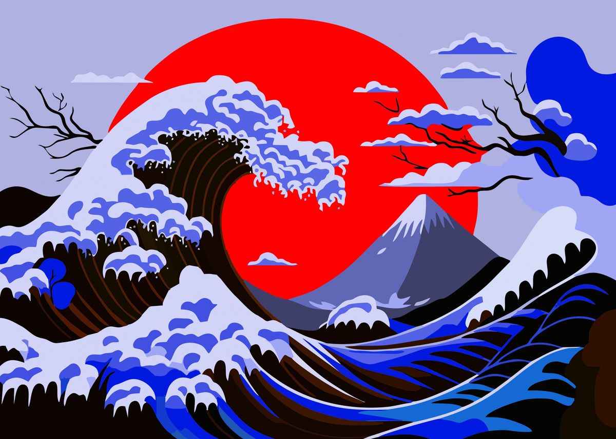 'Japanese the great wave ' Poster, picture, metal print, paint by gani ...