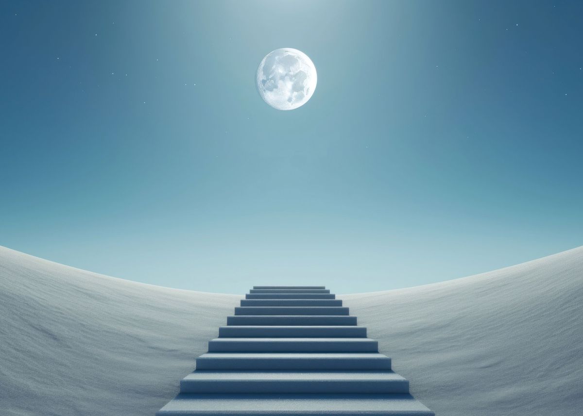 'Moon astronomy staircase ' Poster, picture, metal print, paint by Flo ...