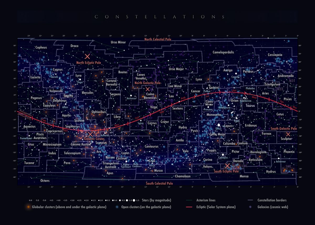 'Constellations Map' Poster, picture, metal print, paint by ...