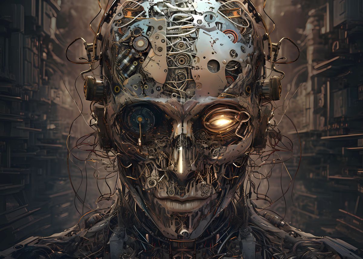 'Psychedelic cyborg' Poster, picture, metal print, paint by Jiri ...