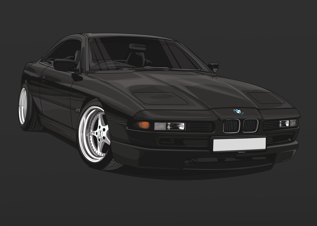 'BMW 850i E31 Black' Poster, picture, metal print, paint by ...