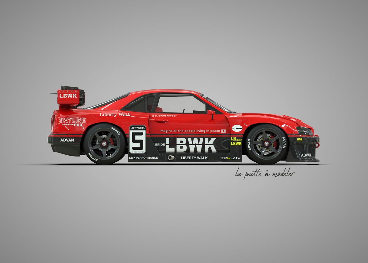 'Nissan GTR LBWK' Poster, picture, metal print, paint by ...