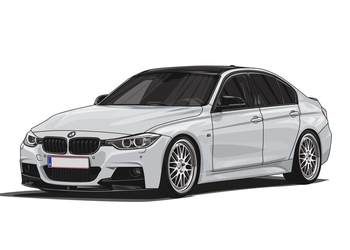 'BMW F30 335i White BBS' Poster, picture, metal print, paint by ...